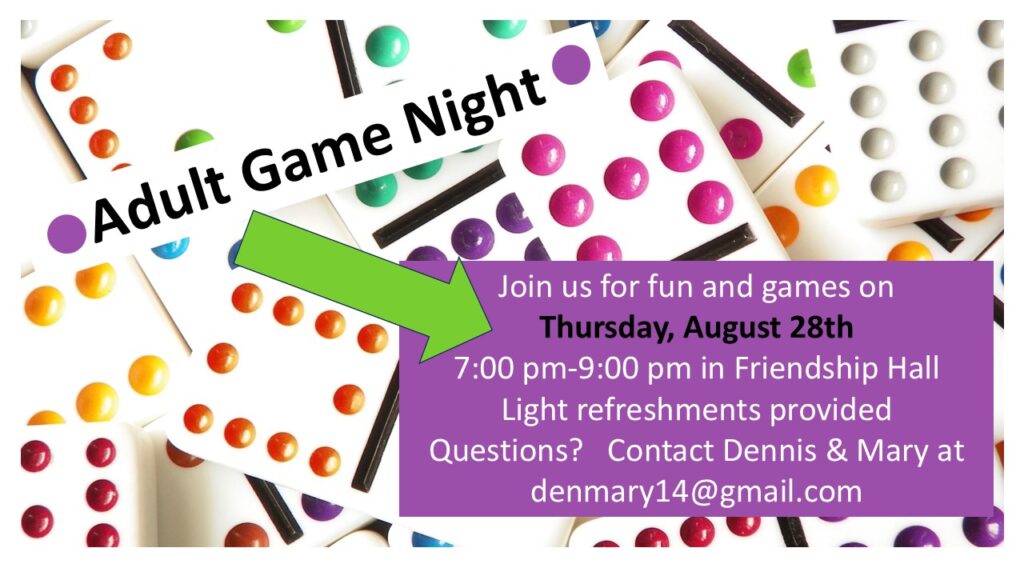 FCUCC Adult Game Night - FIRST CONGREGATIONAL UNITED CHURCH OF CHRIST ...